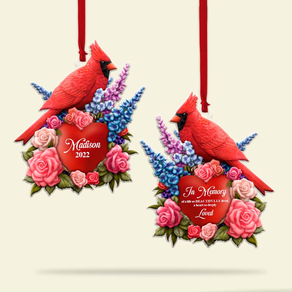 Personalized Cardinal Memorial Ornament, In Memory Of A Life So Beauti ...