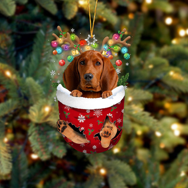 Redbone Coonhound In Snow Pocket Christmas Ornament - facamart